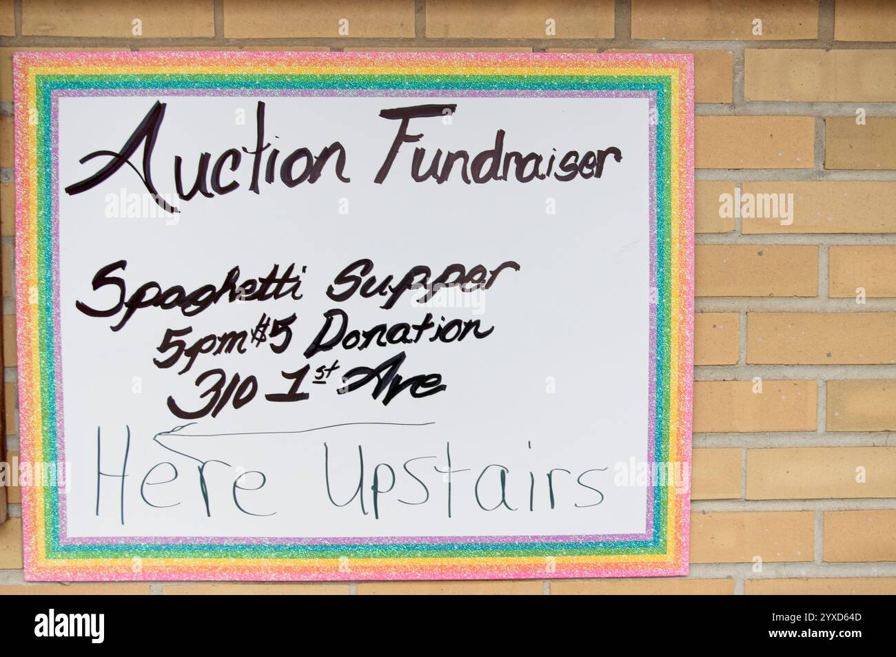 Hand written sign for a fundraiser auction with spaghetti dinner Stock ...