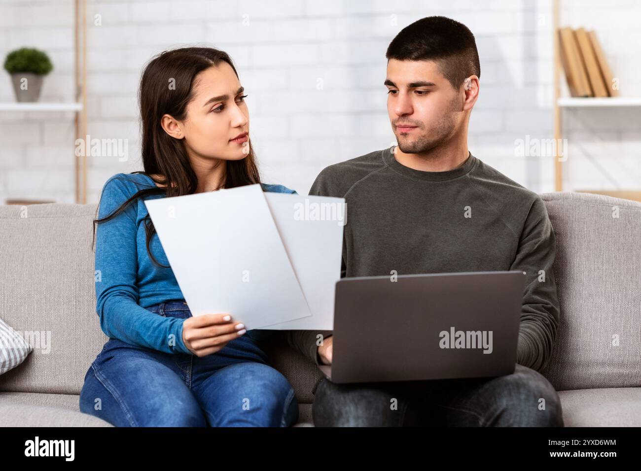 Couple having financial problems, managing family budget Stock Photo ...