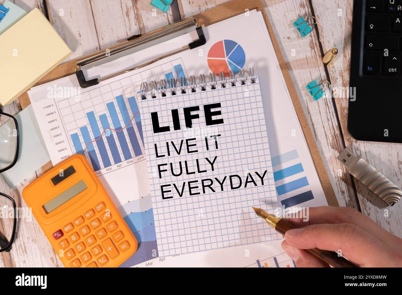 LIFE wooden alphabets on wood background with text acronym Live It ...