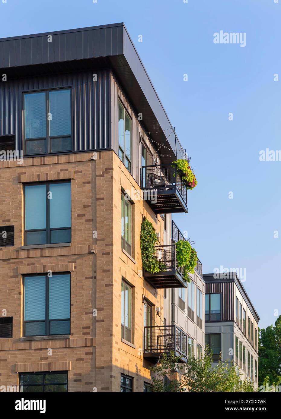 Brick and metal materials used on buildling hi-res stock photography ...