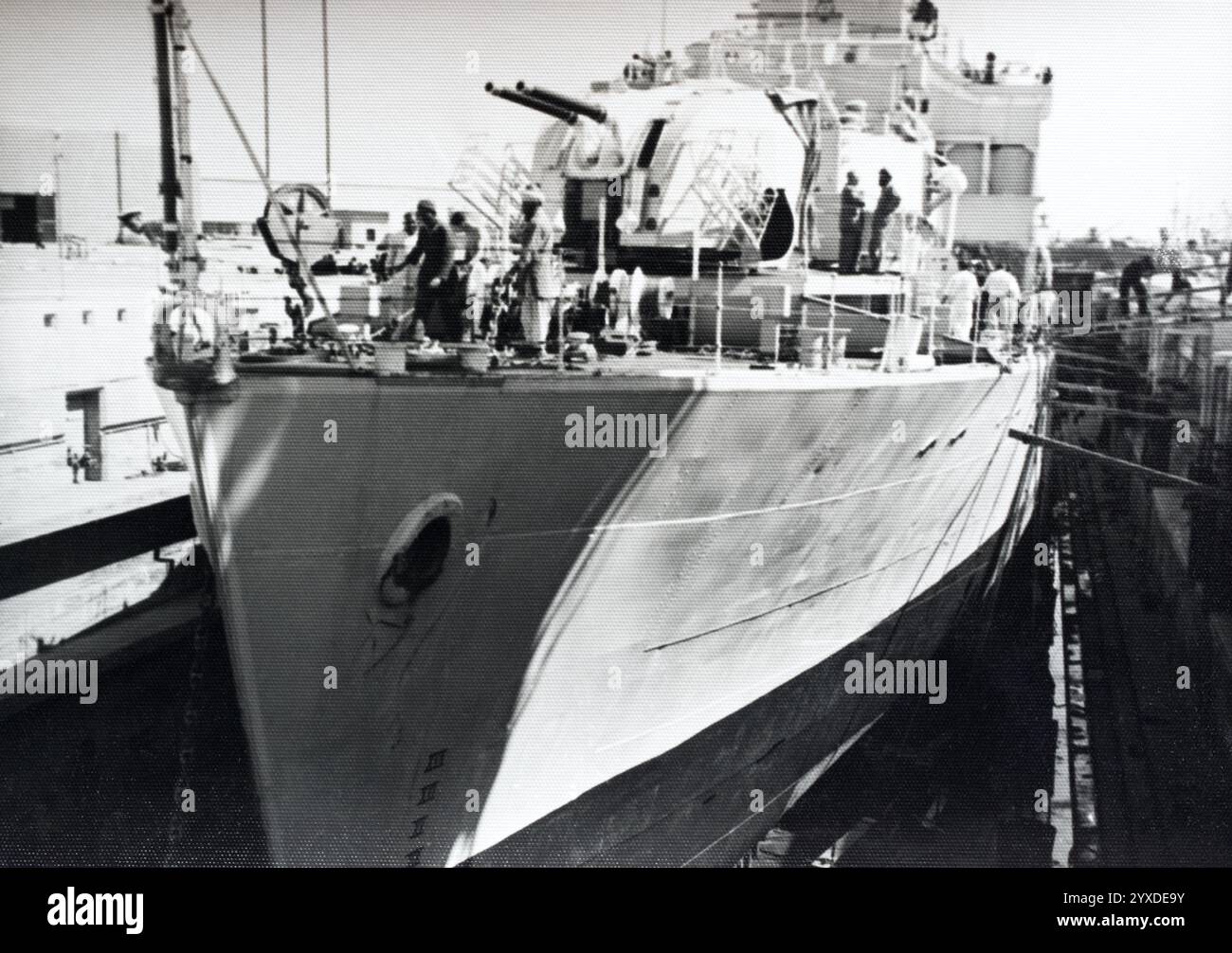 The Loch-class frigate HMS Loch Ruthven in a dry dock, c. 1950's Stock ...