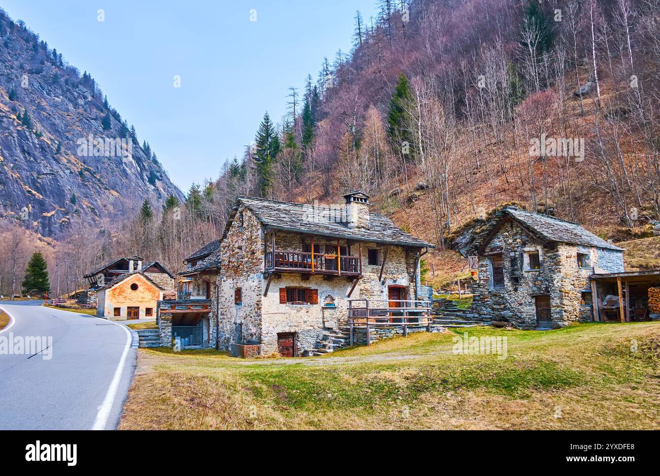 The group of medieval stone torba houses and small Chapel of Our Lady ...