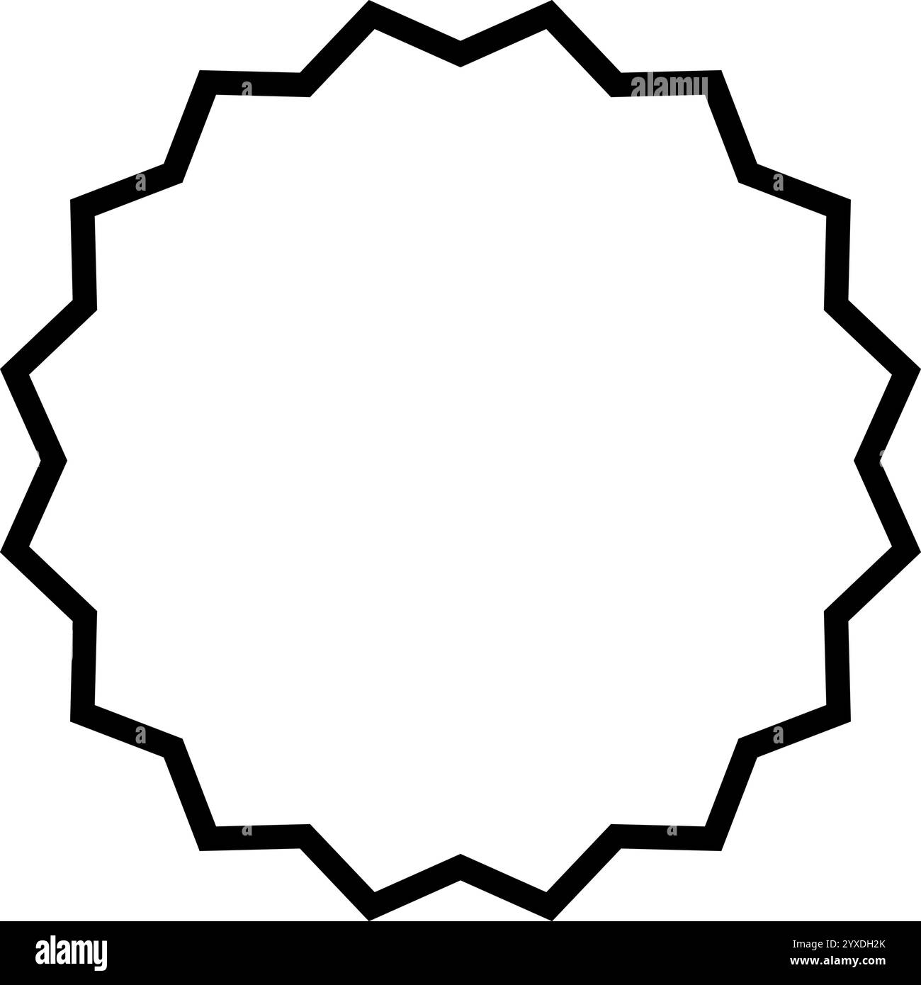 Round frame with zigzag edges. Circle shape with jagged borders. Sun or ...