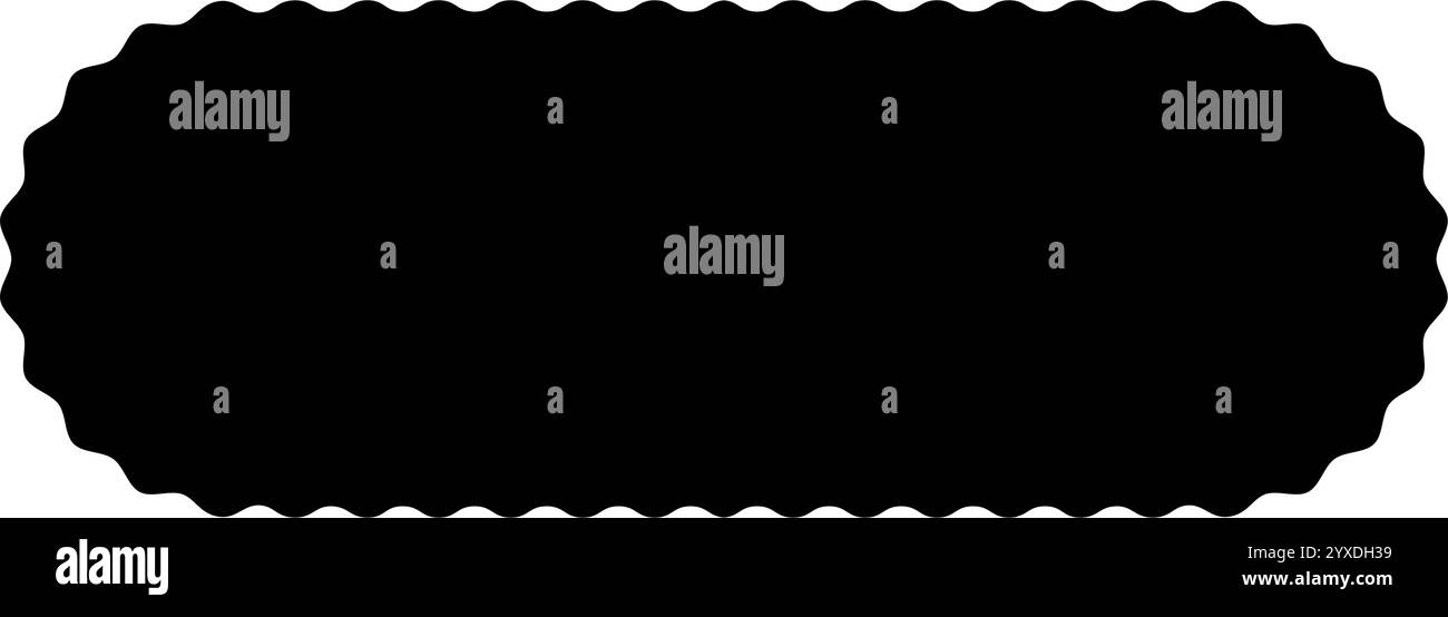 Oval rectangle shape with wavy edges. Rectangular form with scalloped ...