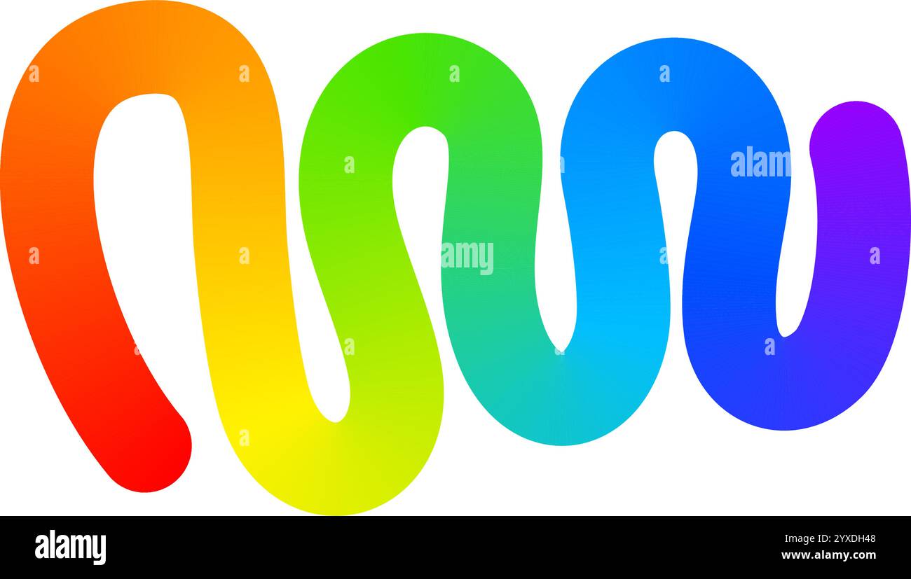 Rainbow colored curvy line isolated on white background. Cool colorful ...