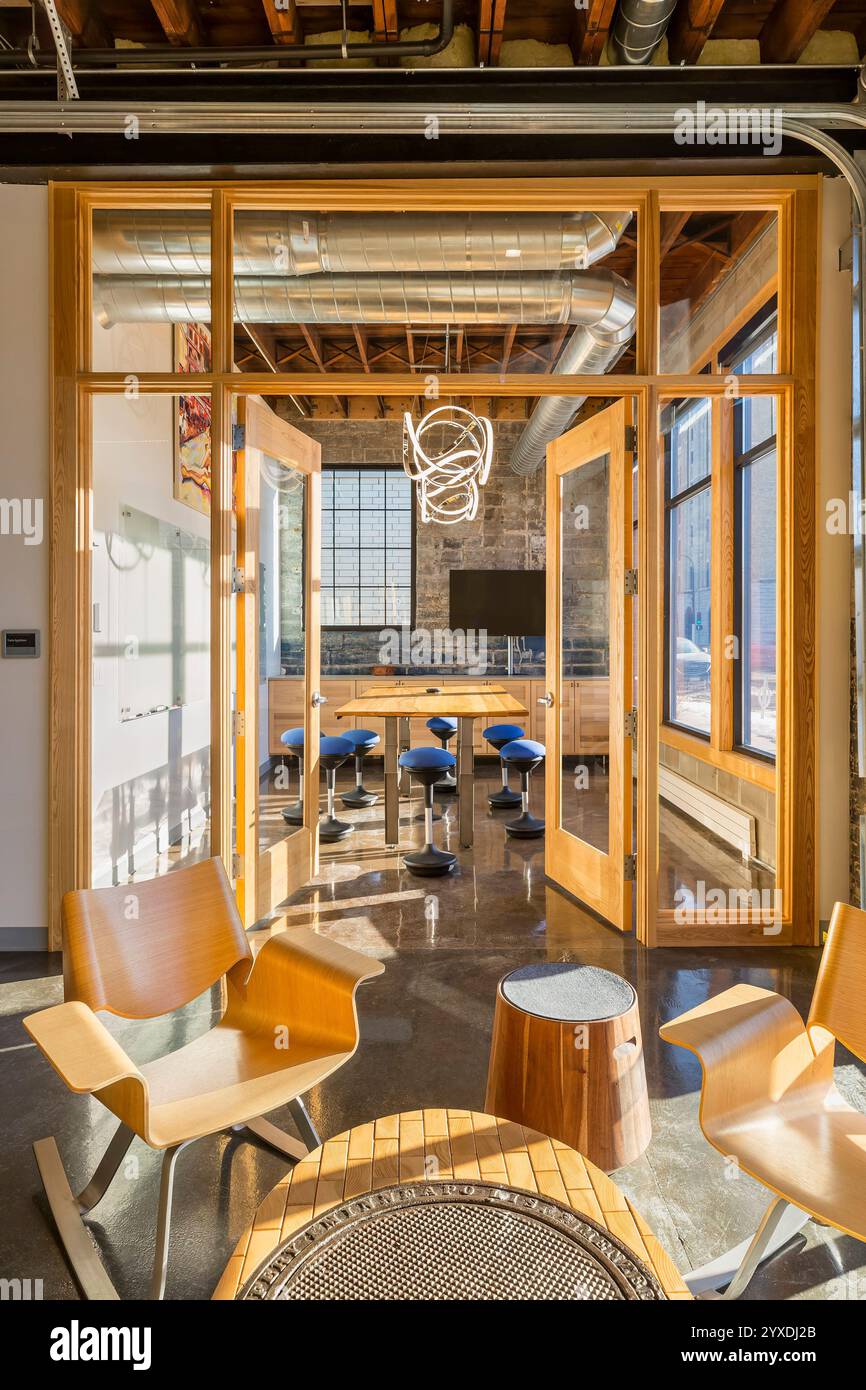 View into conference room from seating area Stock Photo - Alamy