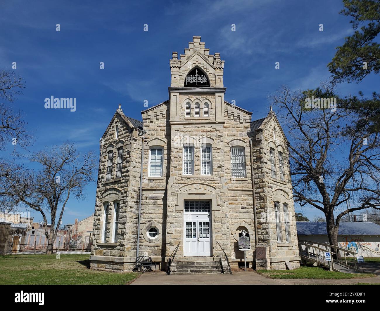 Exterior of the stone and mortar, Victorian Gothic Old Fayette County ...