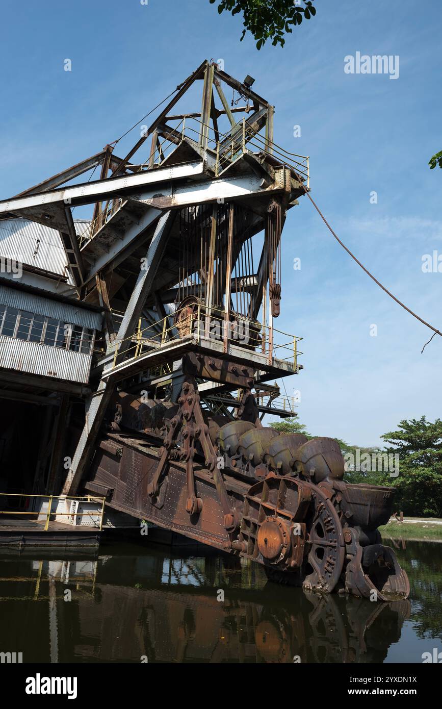 The last abandoned tin mining dredger during British colonial now ...