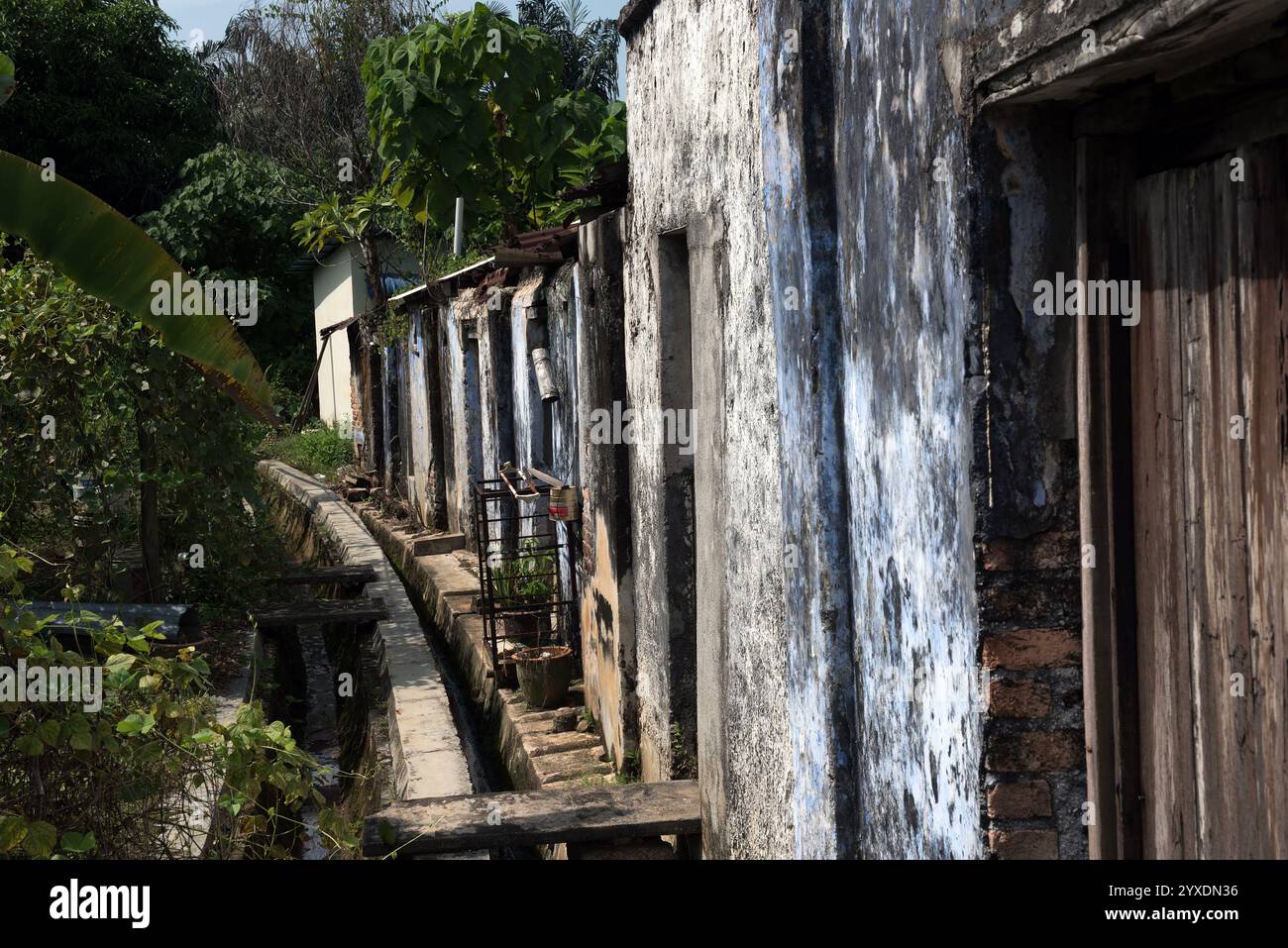 View of dilapidated and abandoned tin mining town of Papan in the ...