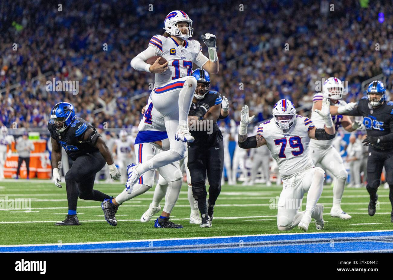 Detroit, United States. 15th Dec, 2024. Buffalo Bills quarterback Josh ...