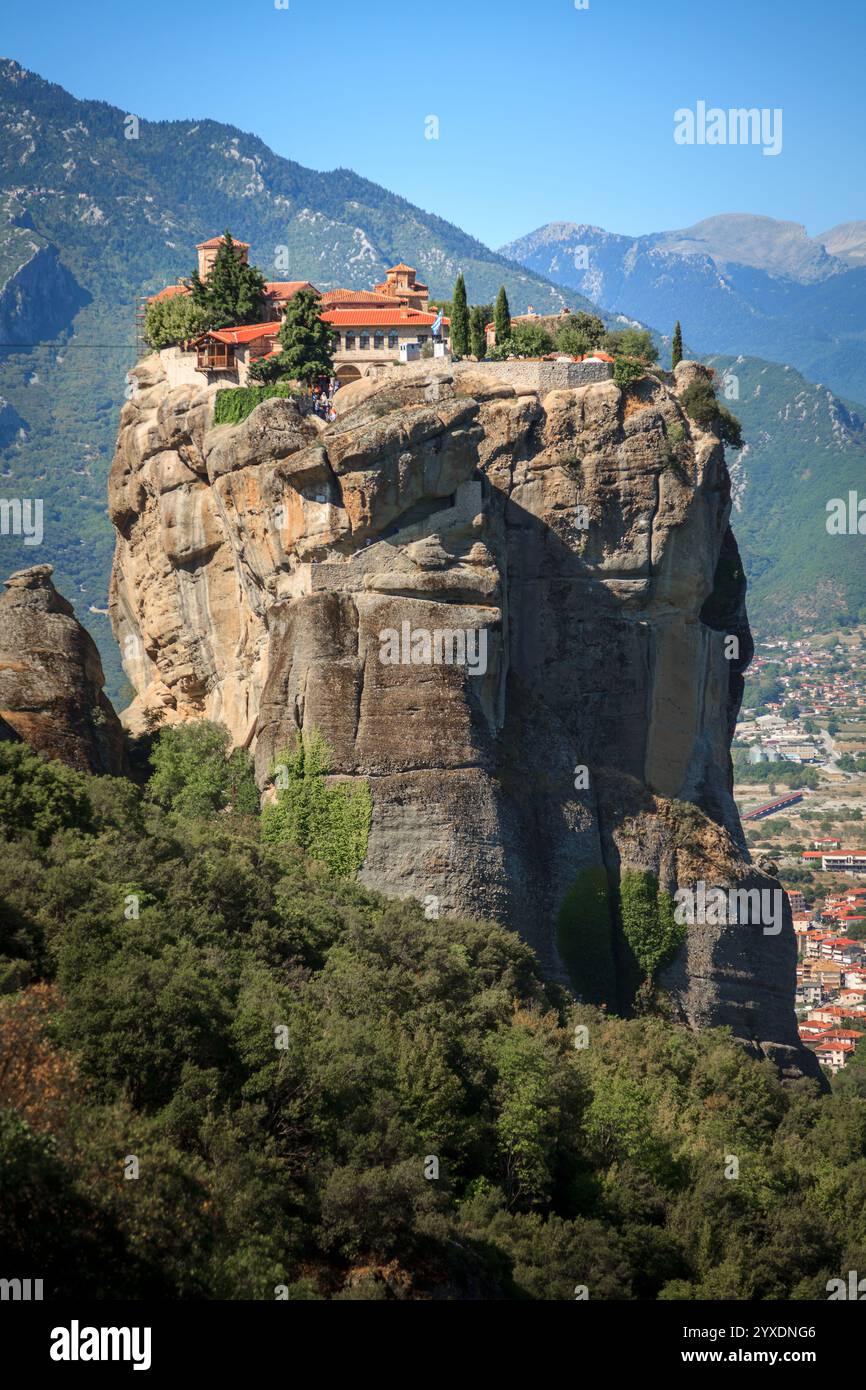 Monastery atop a huge rock formation in Meteora Stock Photo - Alamy