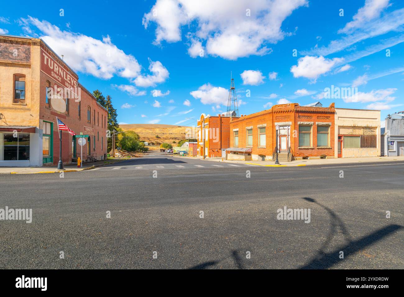The main street through the historic center of Rosalia, Washington, a ...