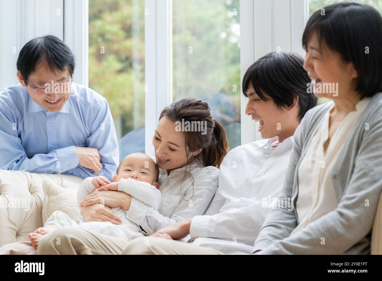 Japanese three-generation family Stock Photo - Alamy