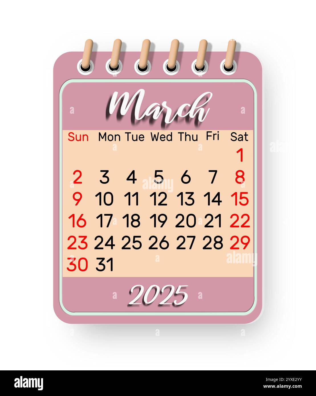 March 2025 calendar, Week starts on Sunday. A detailed illustration of ...