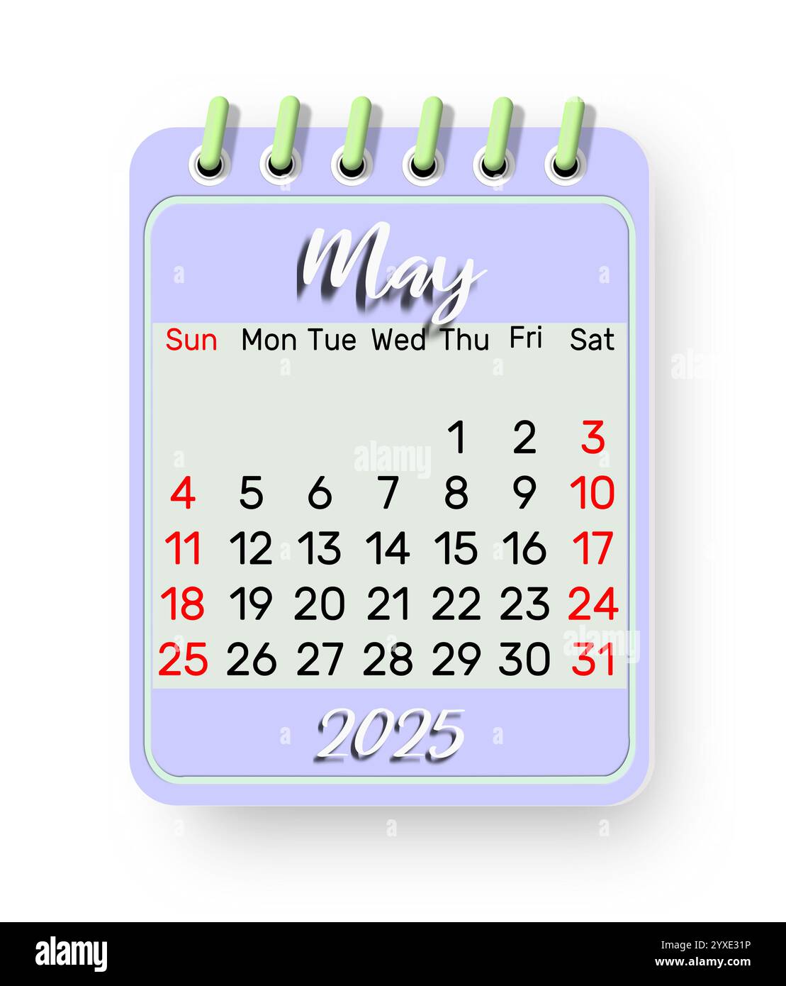 May 2025 calendar, Week starts on Sunday. A detailed illustration of ...