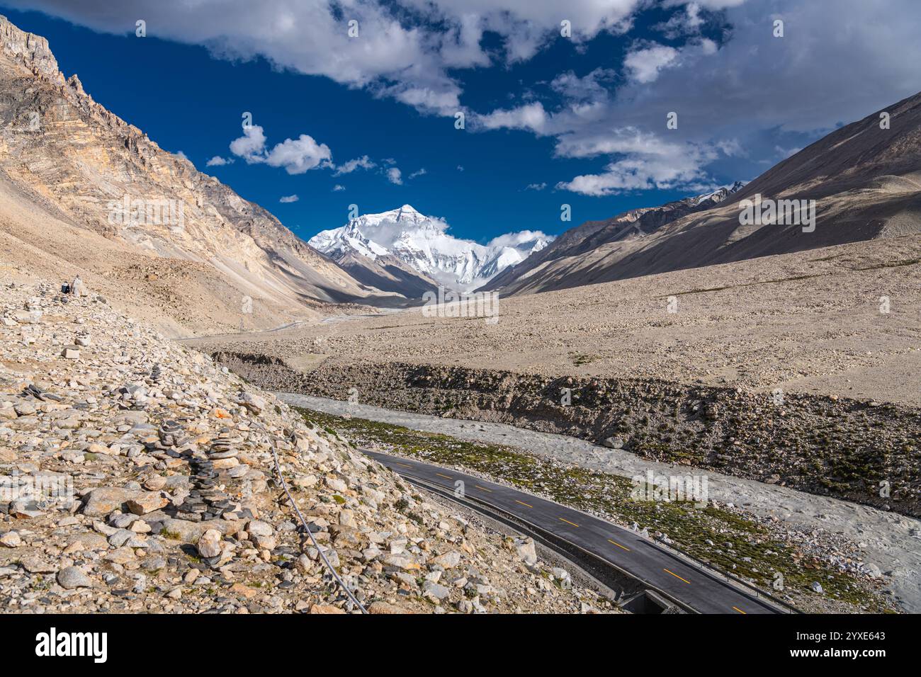 Mt Everest from North Base Camp is in Tibet at 5,150 meters. Mt ...