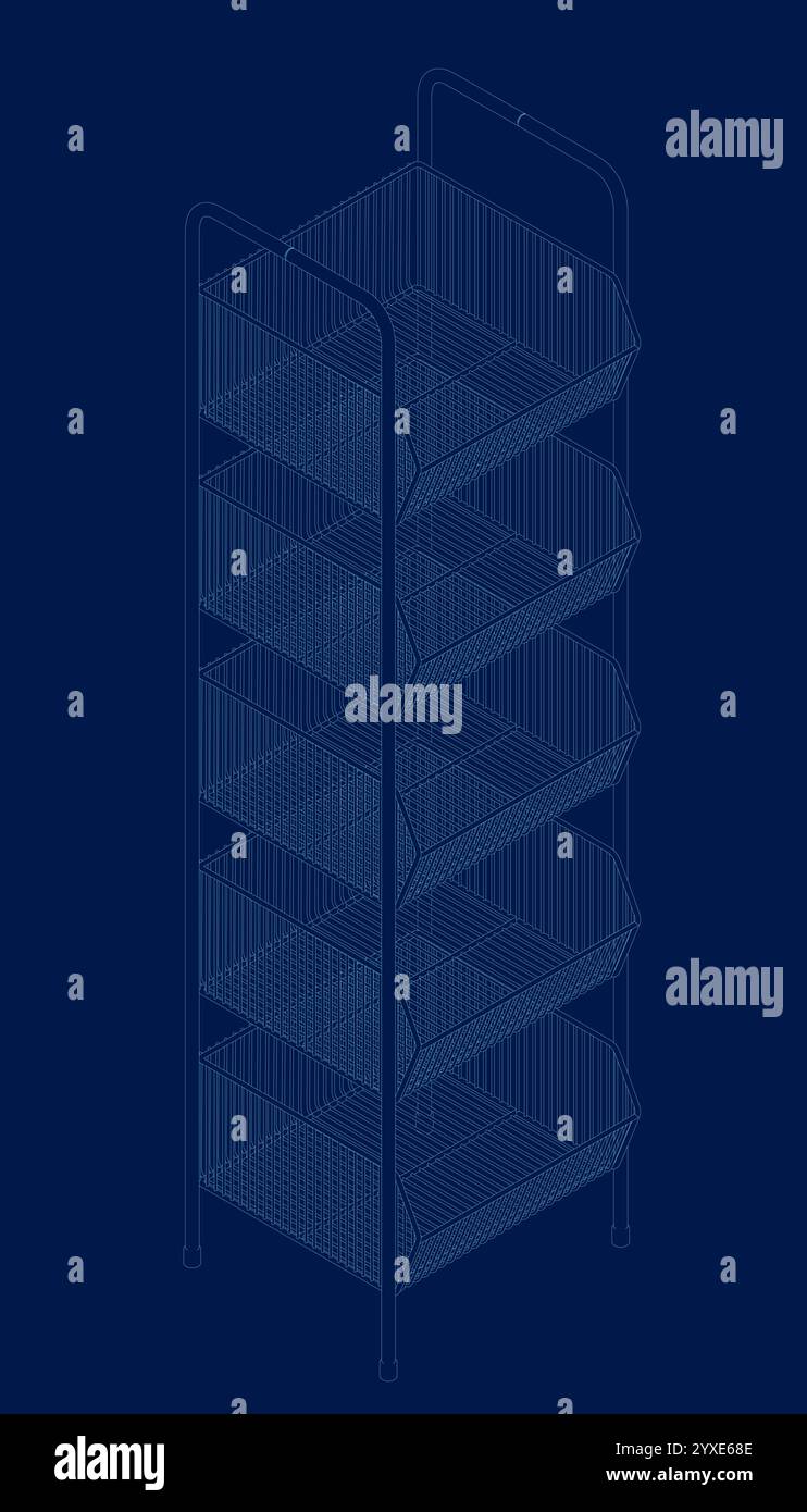 Contour shelving unit. Isolated on blue background. Isometric view. 3d ...