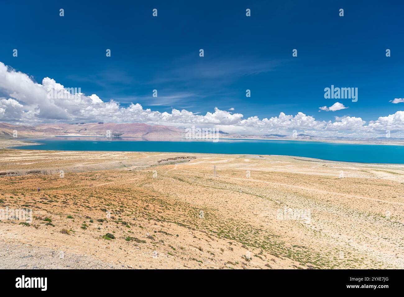 The sacred Manasarovar lake with blue transparent water in the ...
