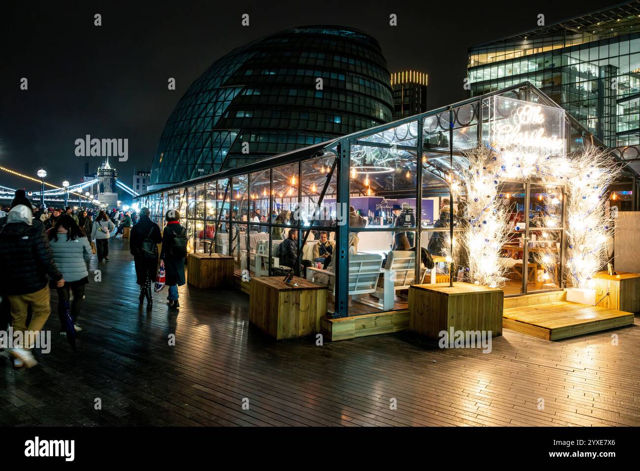 A Night View of The Glasshouse, A Pop Up Venue At The 'Winter By The River' Christmas Market ...
