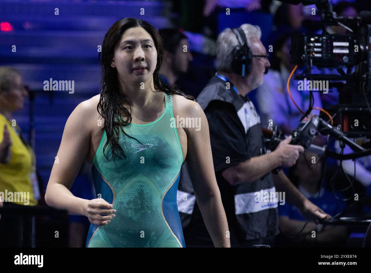 Budapest. 15th Dec, 2024. Tang Qianting of China reacts after the women ...