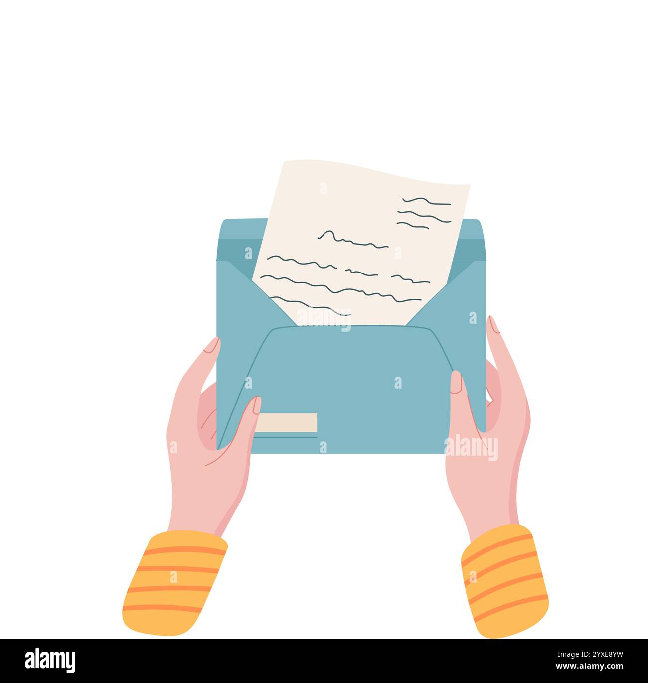 Hand Hold Open Letter In Envelope Stock Vector Image & Art - Alamy