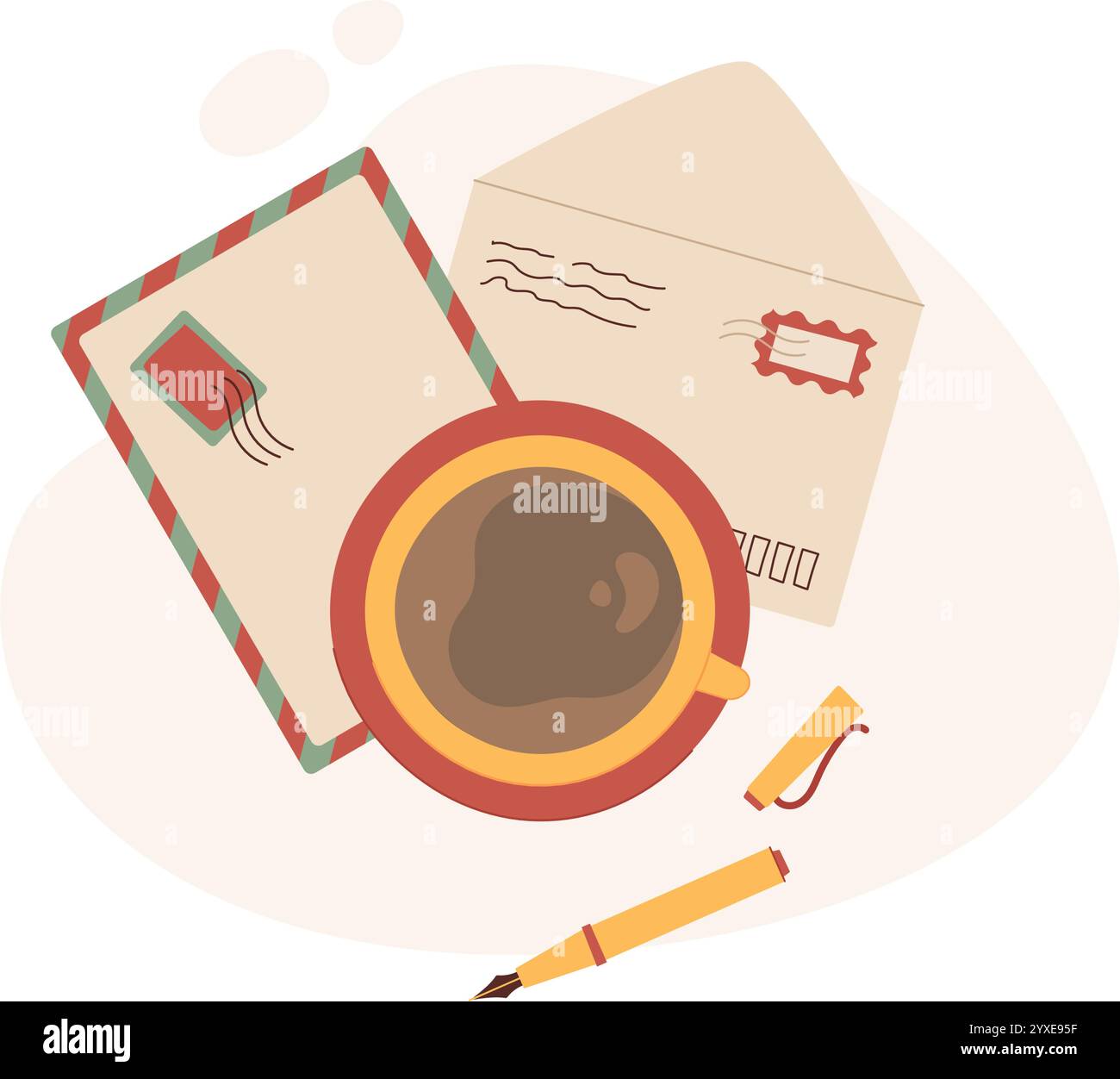 Mail Letter And Coffee Stationery Stock Vector Image & Art - Alamy