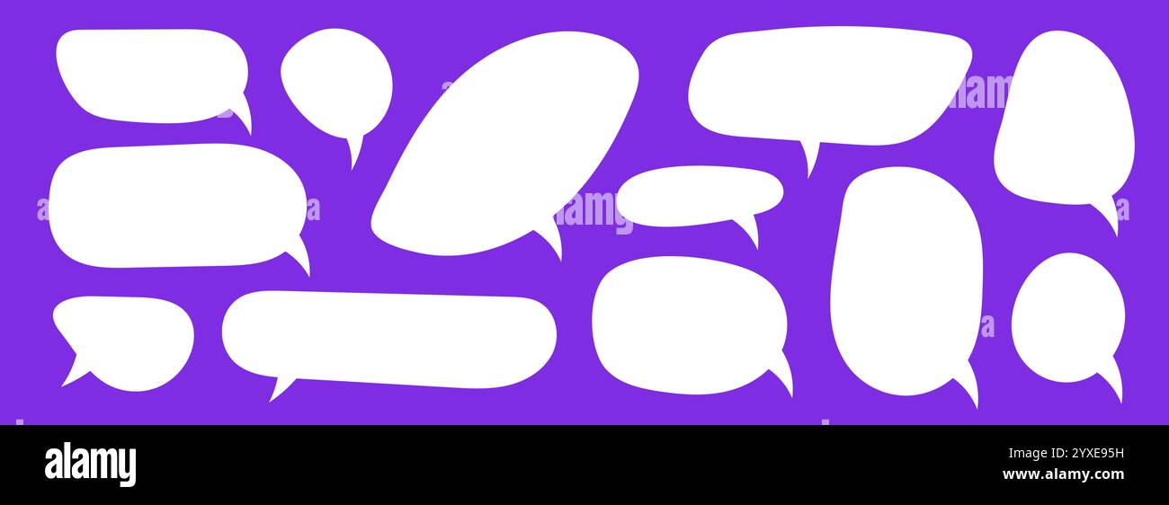 Empty speech bubble set. Blank cartoon text box collection. Comic chat ...