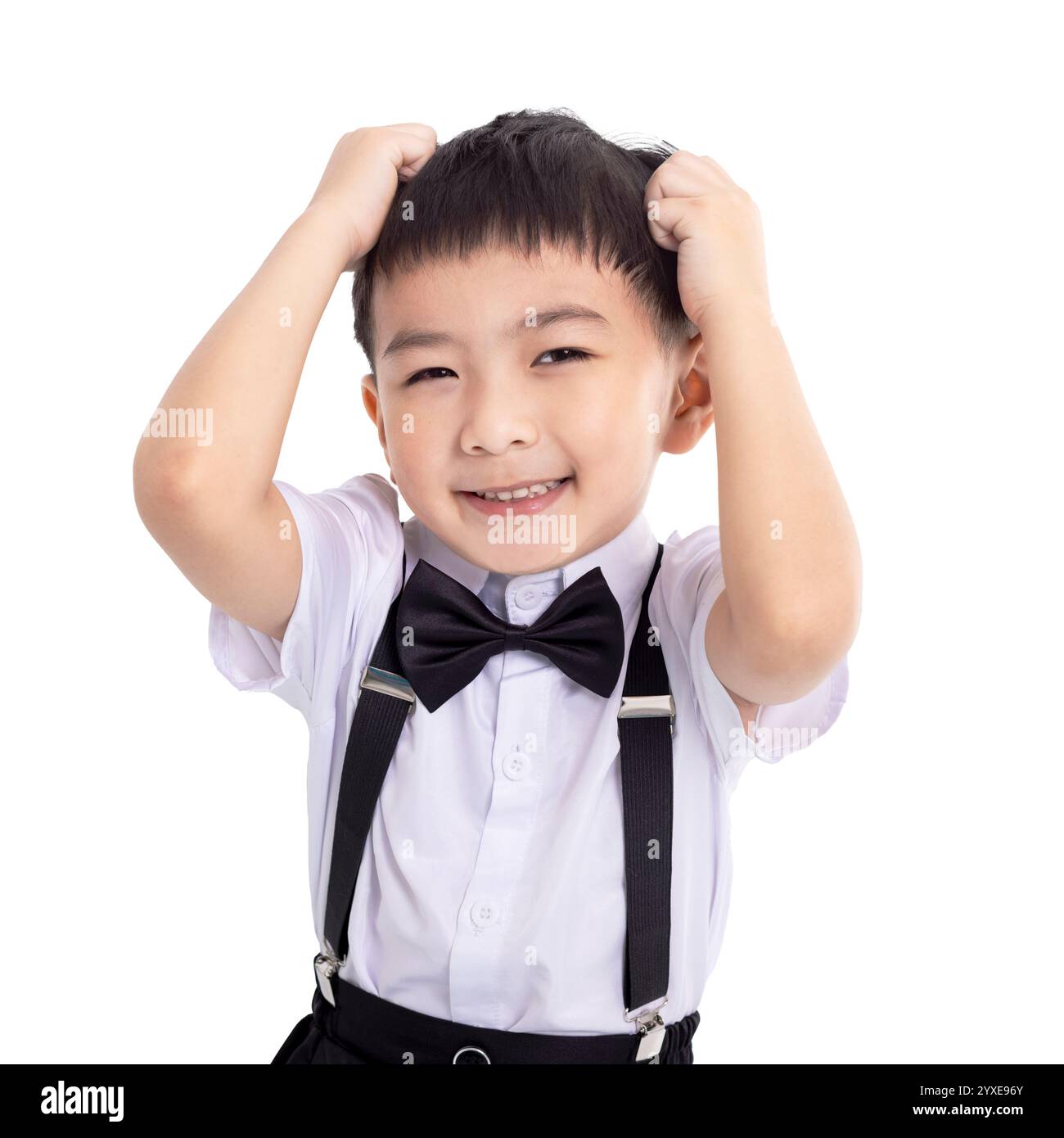 Asian little boy covering head with hand Stock Photo - Alamy