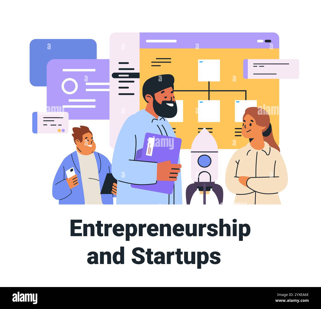 Entrepreneurship and startups concept with diverse team discussing ...