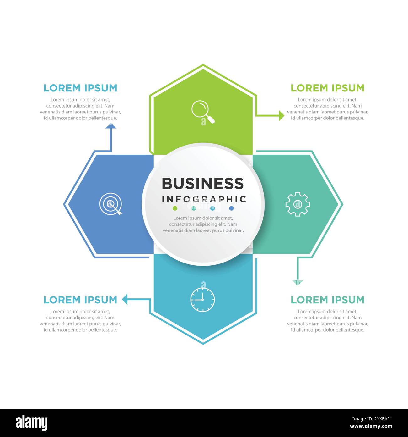 Circle chart infographic template with 4 options for presentations ...