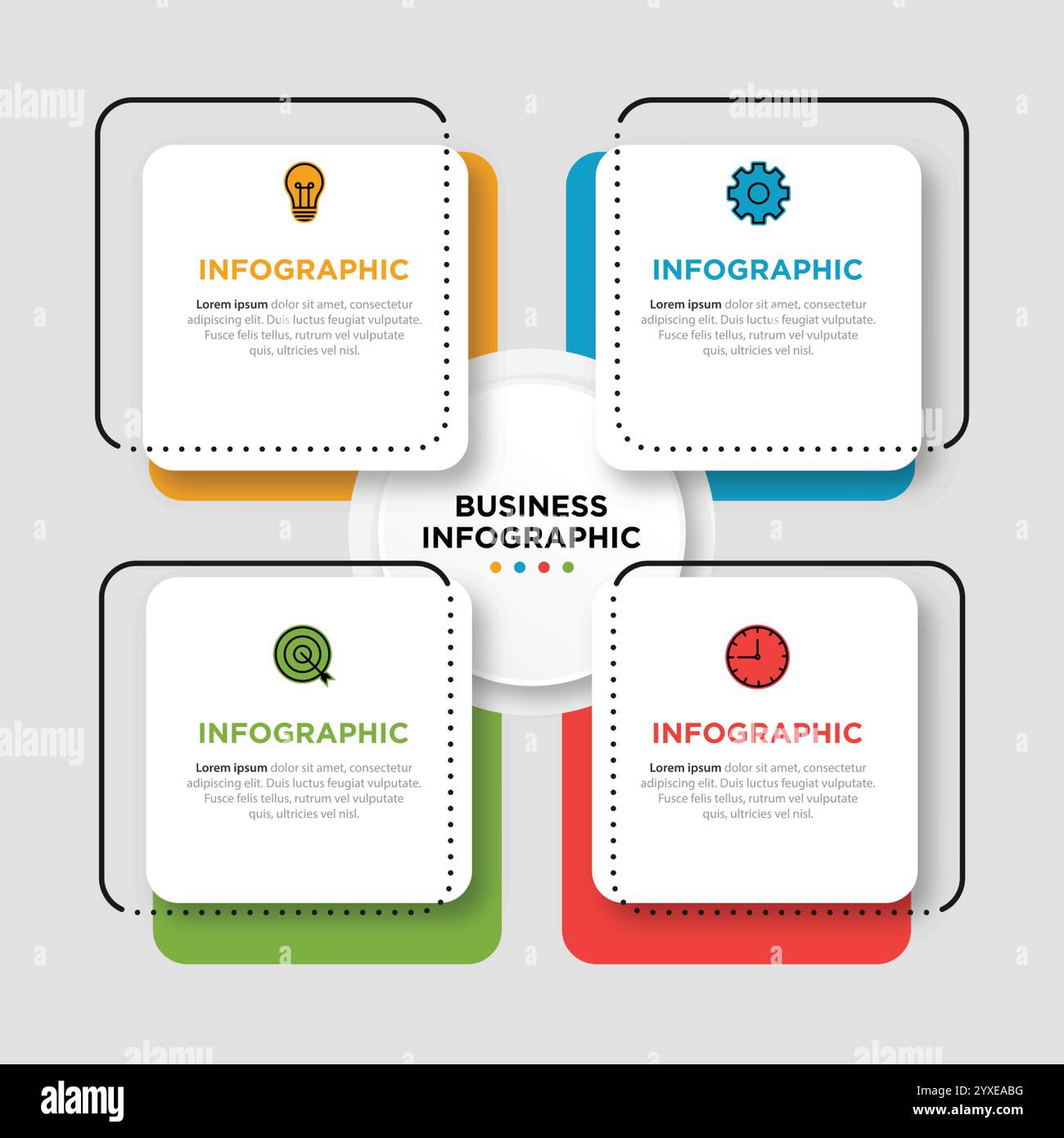 Business infographics. Timeline with 4 steps, options, squares. Vector ...