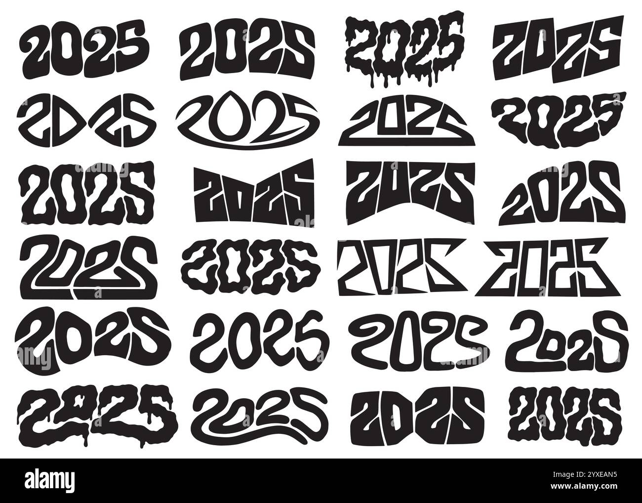 2025 Illustrative lettering compilation set. Vector Lettering design ...