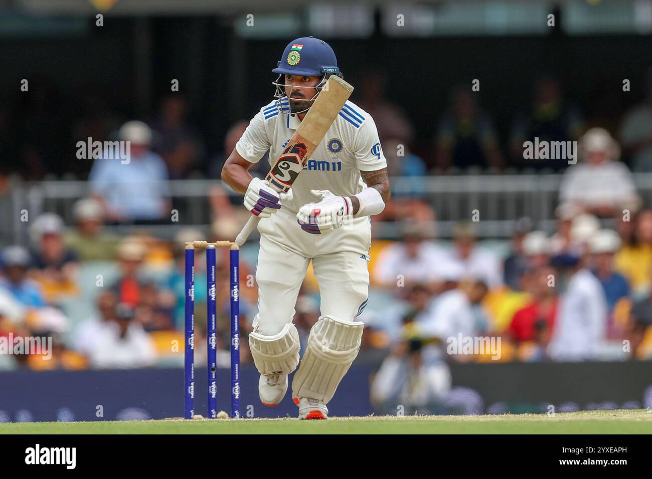 India's KL Rahul bats during play on day three of the third cricket ...