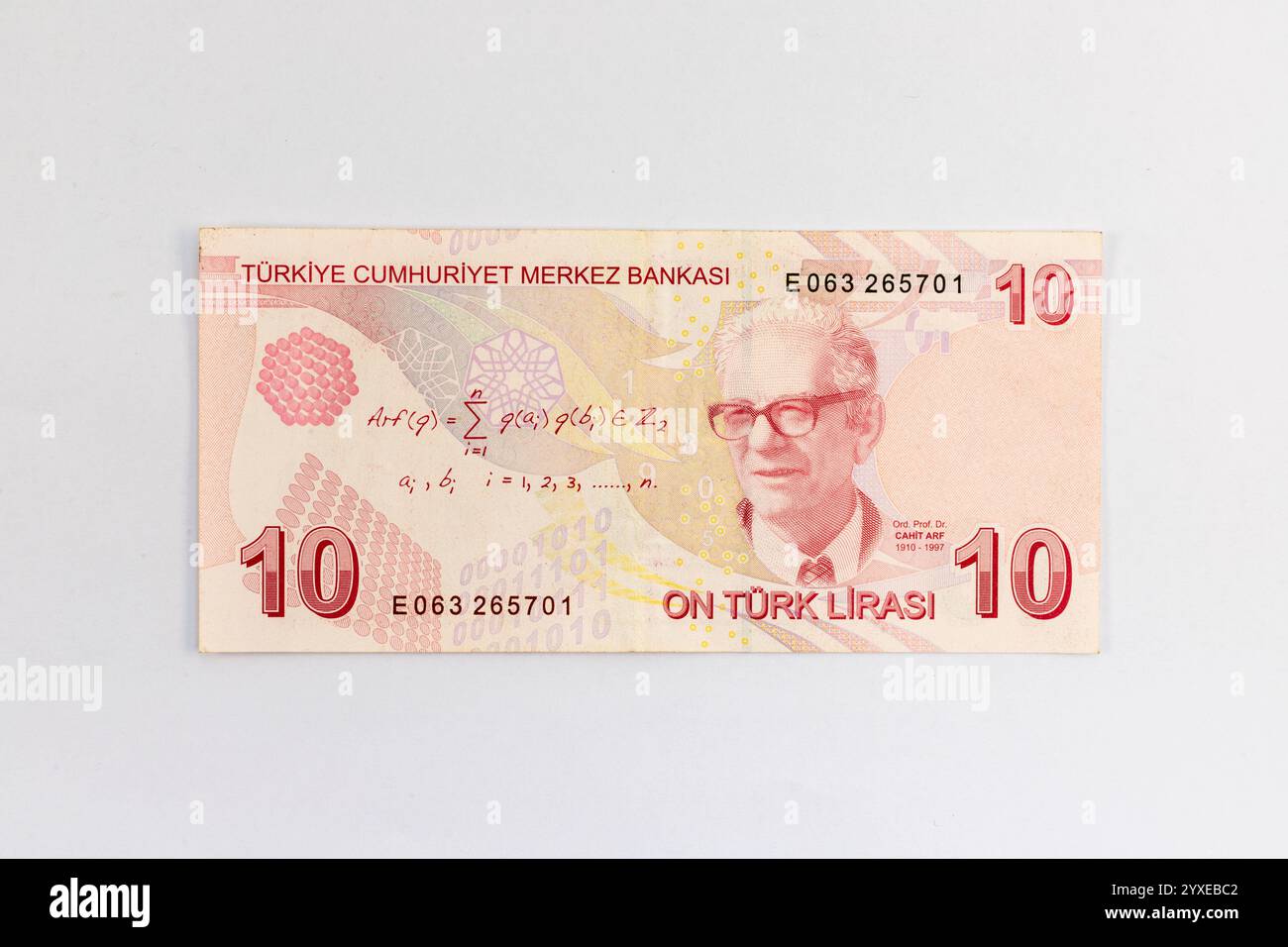 Turkish ten lira banknote featuring Cahit Arf portrait, Arf invariant ...
