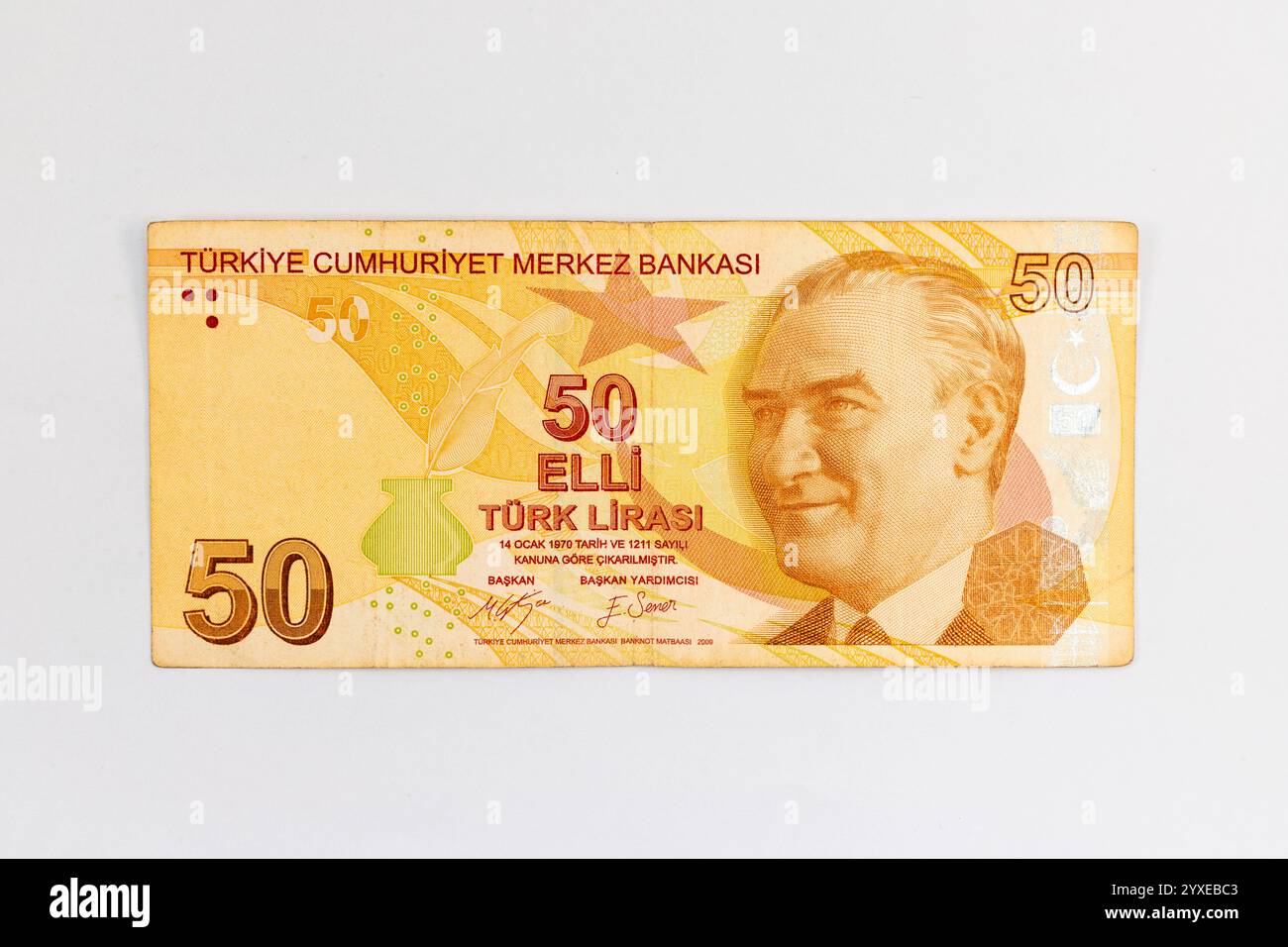 Turkish 50 lira banknote featuring Mustafa Kemal Ataturk portrait Stock ...