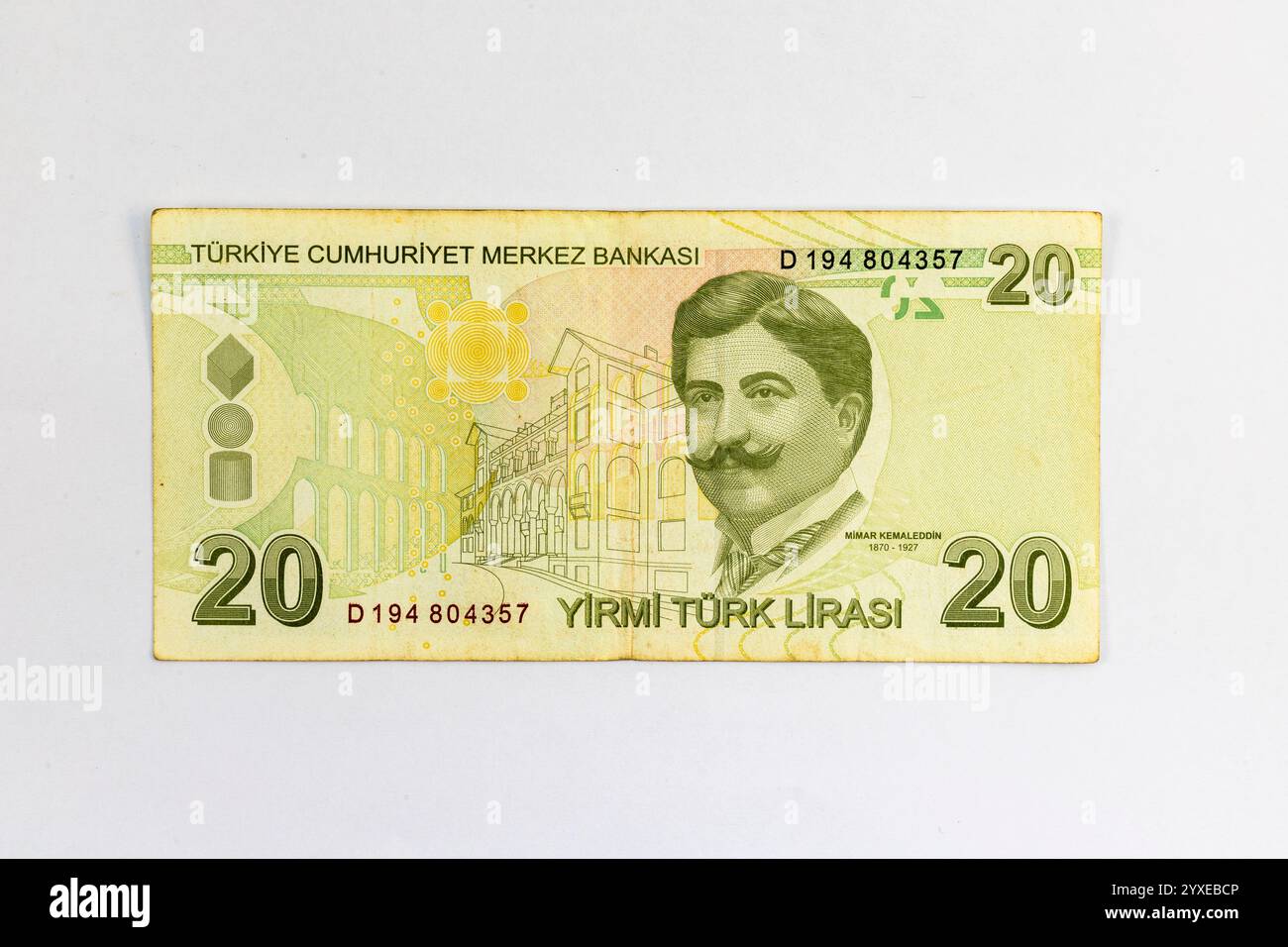Turkey 20 lira 2009 banknote featuring Mimar Kemaleddin (1870-1927 ...