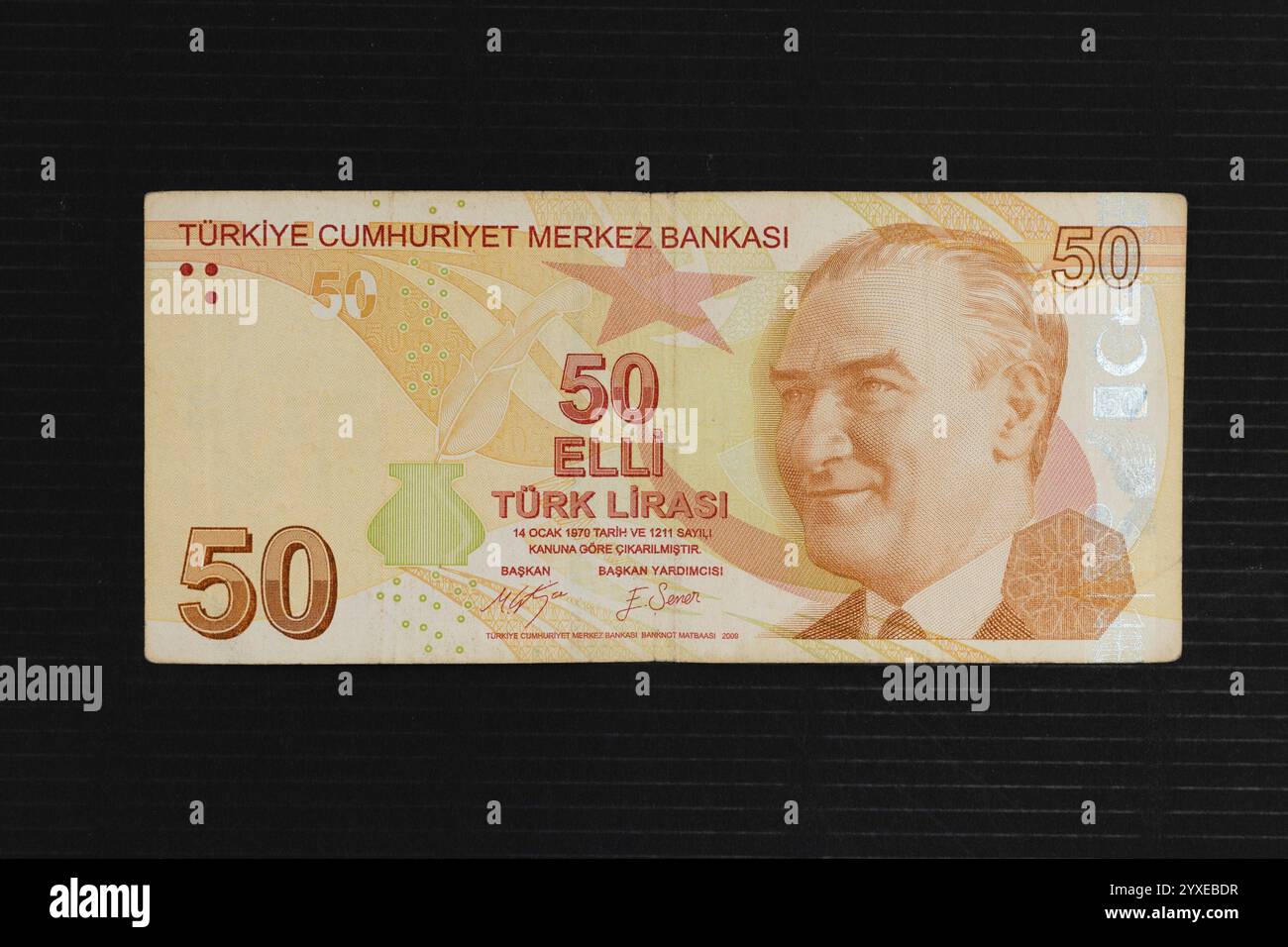 Turkish 50 lira banknote featuring Mustafa Kemal Ataturk portrait Stock ...