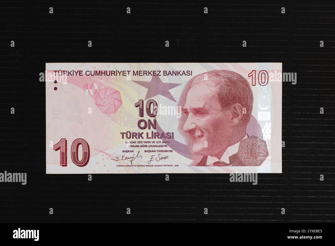 Turkey 10 lira 2009 banknote featuring president Mustafa Kemal Ataturk ...
