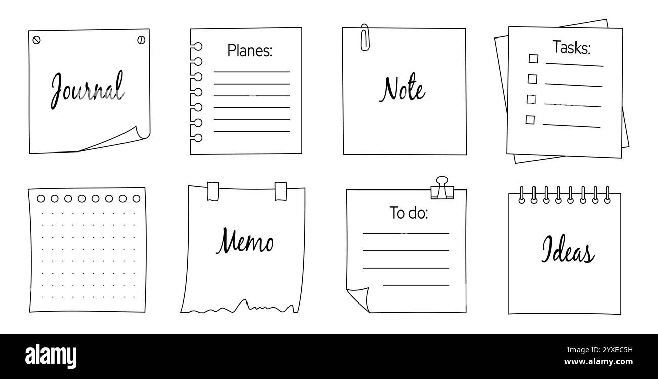 Memo frame note paper line sheet set. Notebook paper note frame for ...