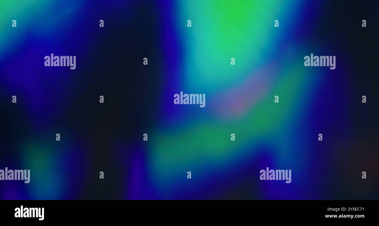 Holographic glare. Blur lens flare. Defocused light leak blue green ...