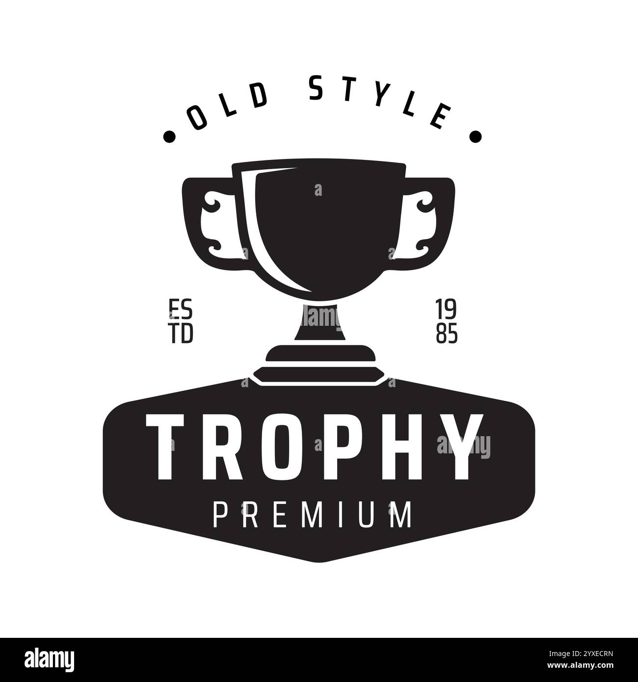 Championship Trophy Silhouette with Simple Design, Vintage Retro Sports ...