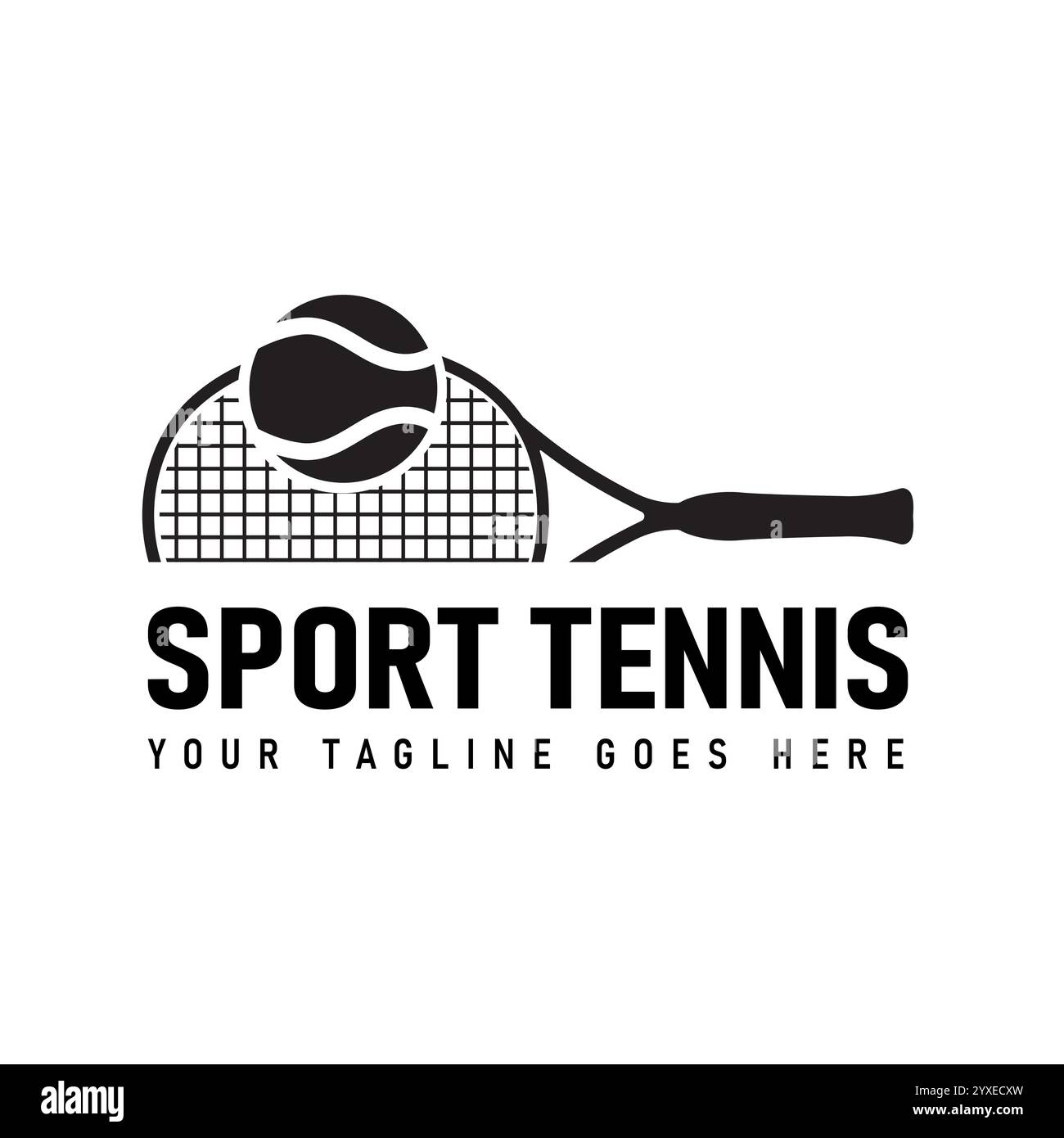 Simple Silhouette of Ball and Racket Tennis Logo Design, Sport ...
