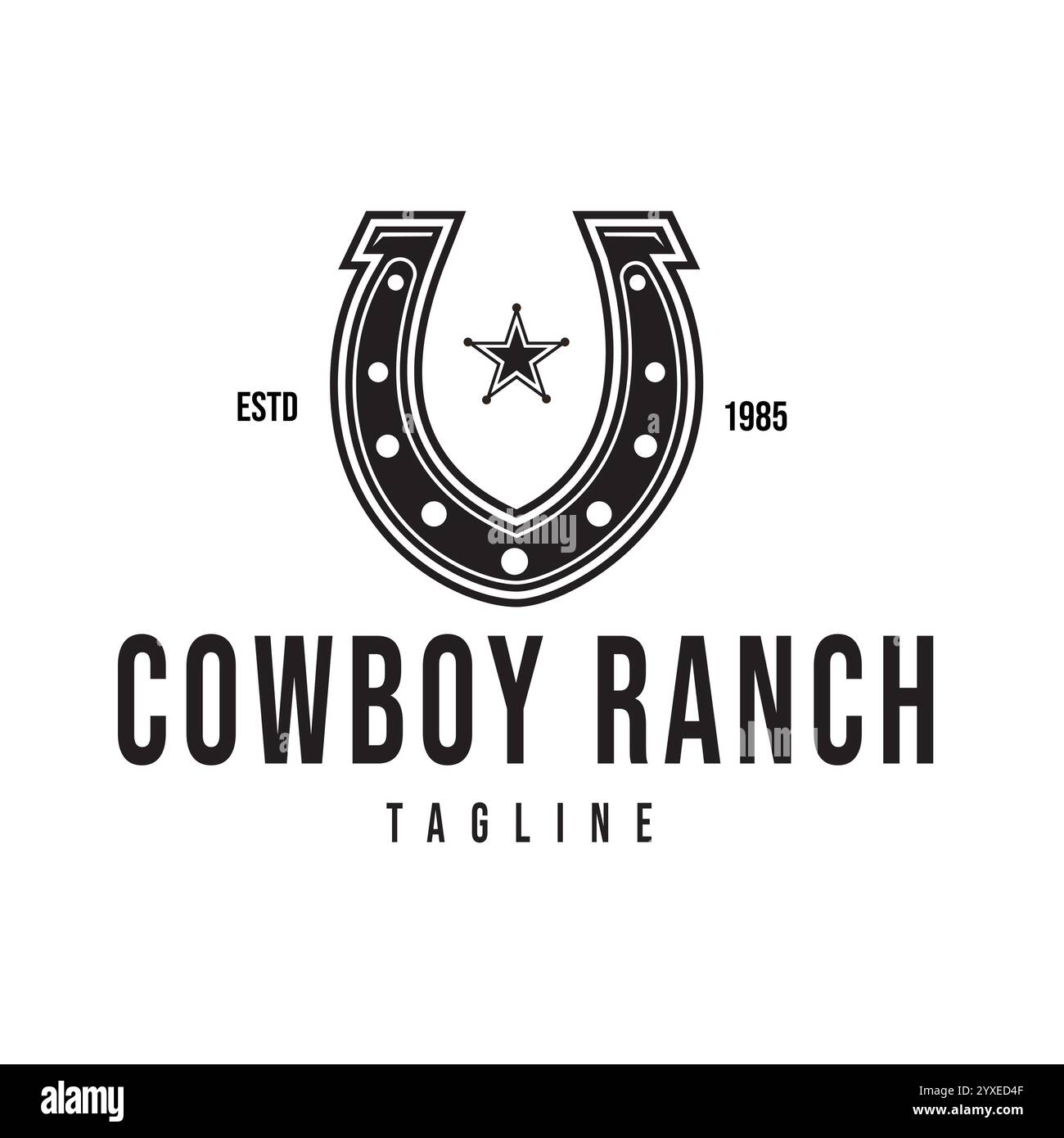 Vintage Hipster Horseshoe Logo Design Western Cowboy Ranch Vector ...