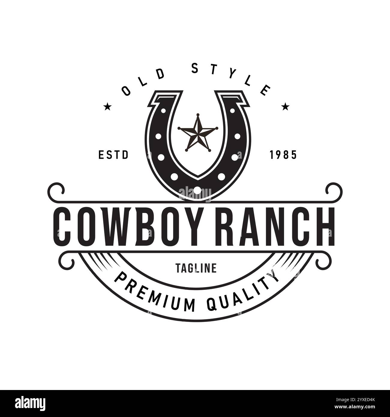 Hipster Vintage Horseshoe Logo Design Western Cowboy Ranch Vector ...