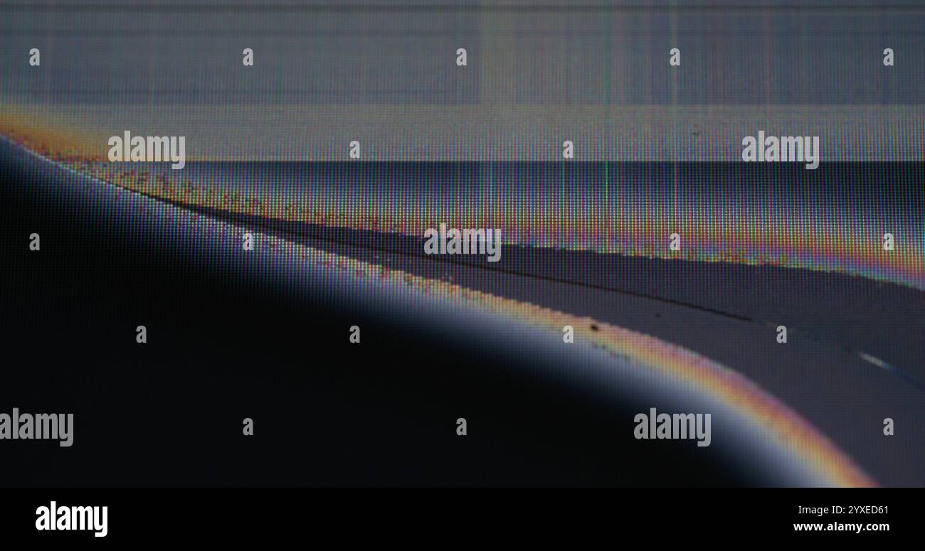 Glitch LCD. Screen defect. Crooked crack in glass blurred display with ...