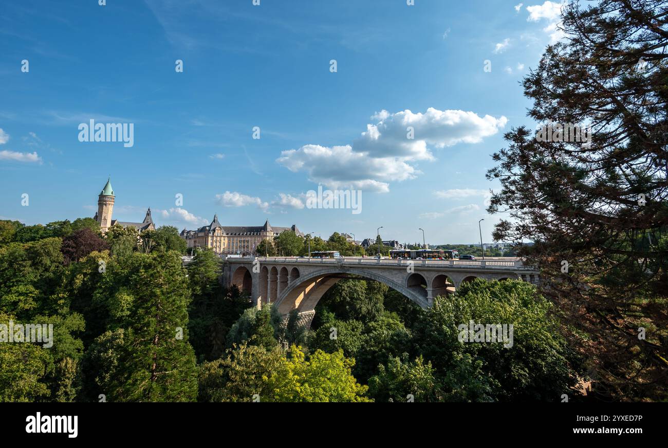 Scenic View of Adolphe Bridge and Spuerkeess Bank over Petrusse Valley ...