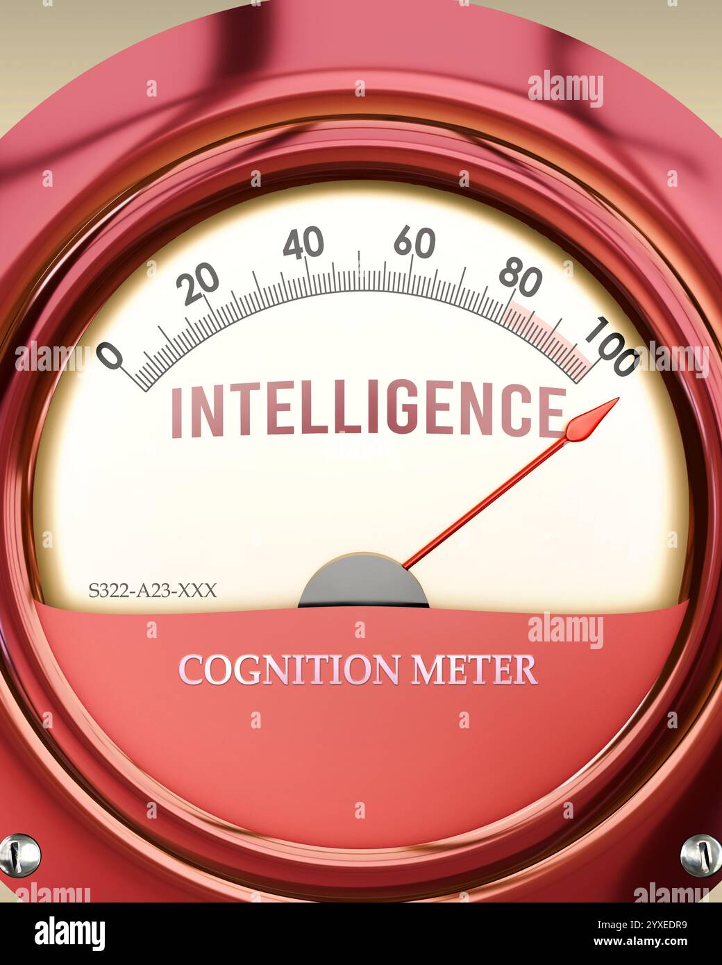 Intelligence and cognition meter that is hitting a full scale hi-res stock photography and ...