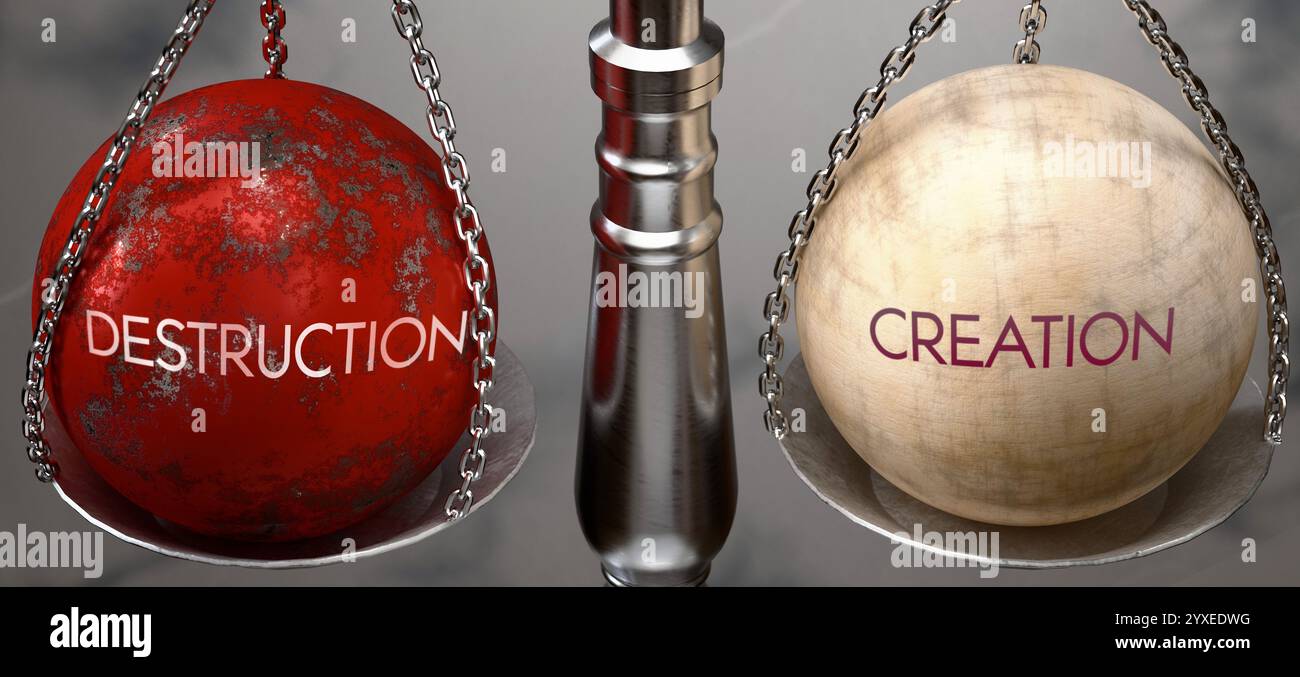 Destruction or creation weighing two choices hi-res stock photography ...