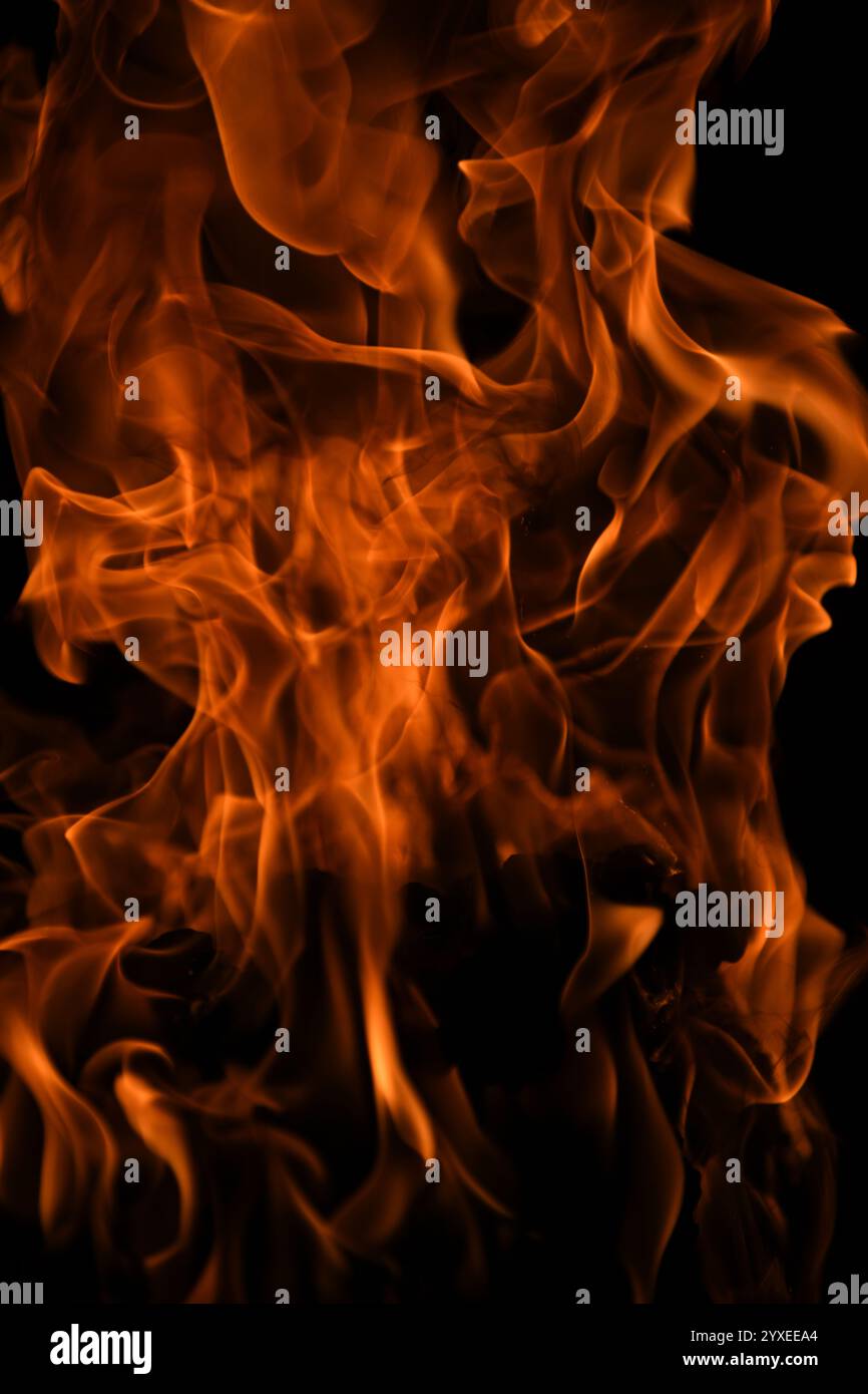Fire flame. Burn lights on a black background Stock Photo - Alamy
