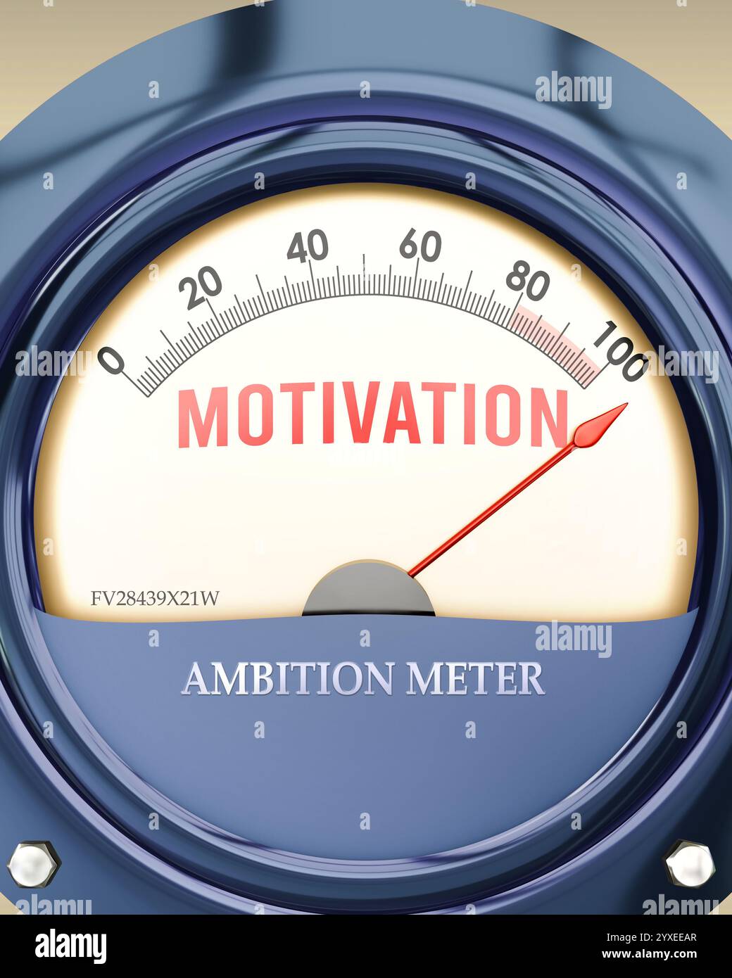 Motivation and Ambition Meter that is hitting a full scale, showing a ...